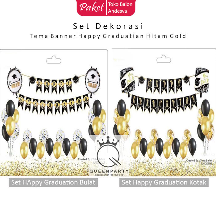 Paket Dekor Happy Graduation / Set Dekor Balon Wisuda / Banner Set ...
