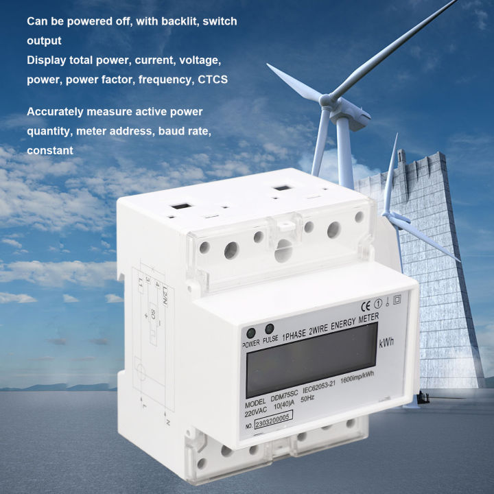 Kwh Wattmeter Power Consumption Energy Meter Accurate 1 Phase 2 Wire ...