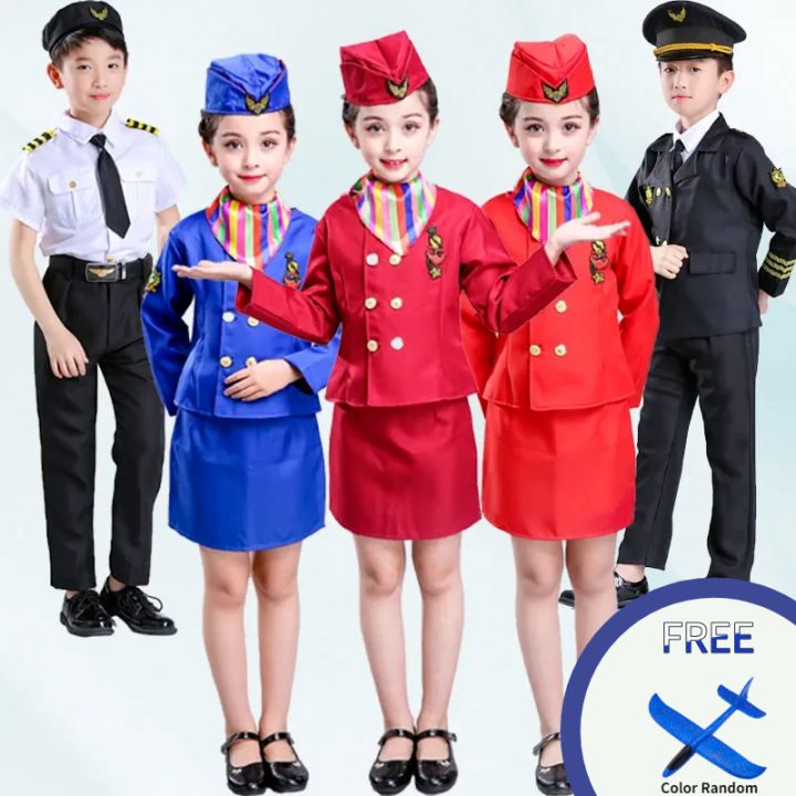 Pilot Costume for Kids Boys Girls Career Costume Captain Flight ...