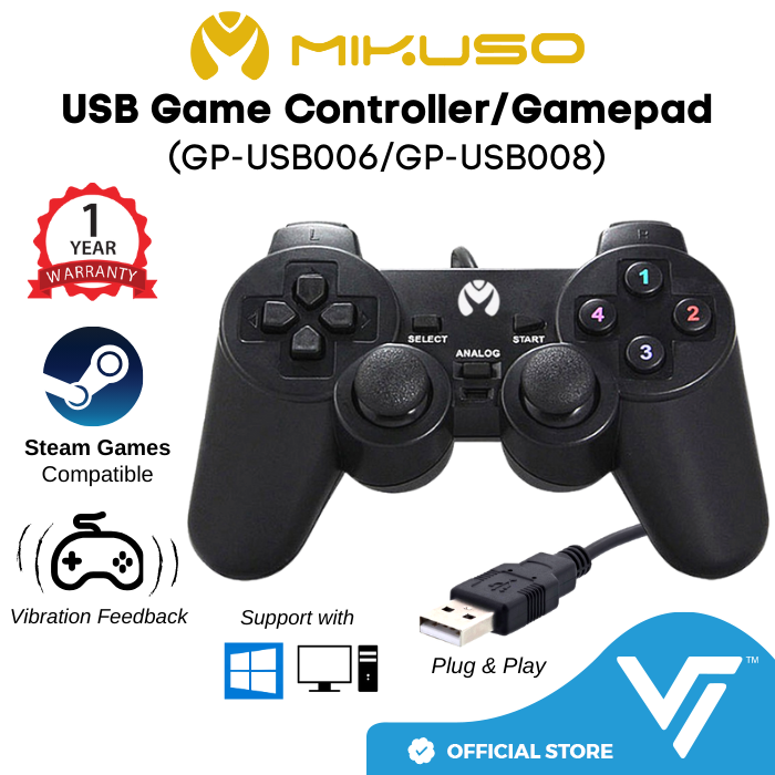 MIKUSO GP-USB008 USB Analog Gamepad Joystick Single/Dual Vibration ...