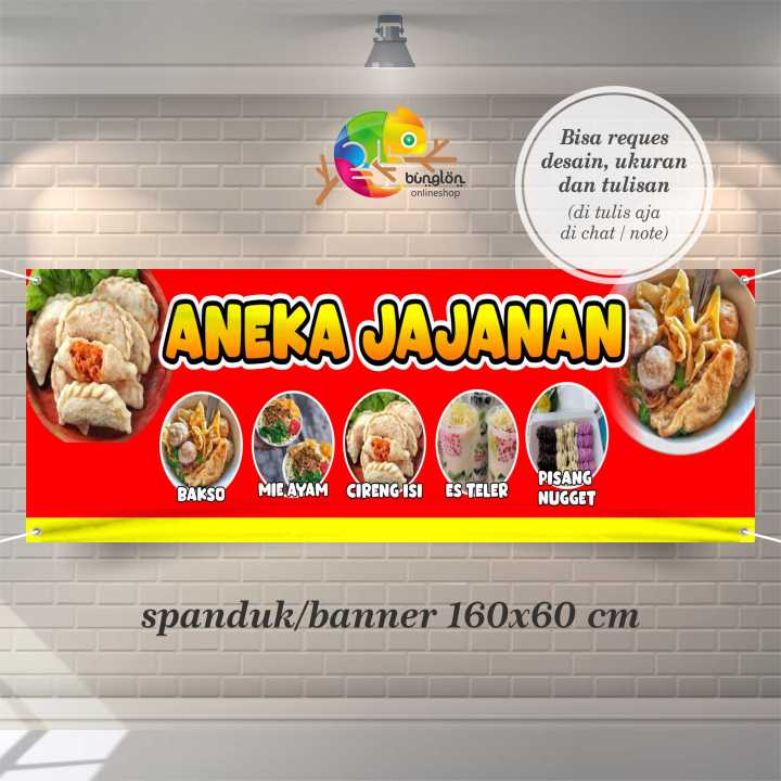 Spanduk Banner Aneka jajanan Cireng Isi Es Teler Mie Ayam Free Custom ...