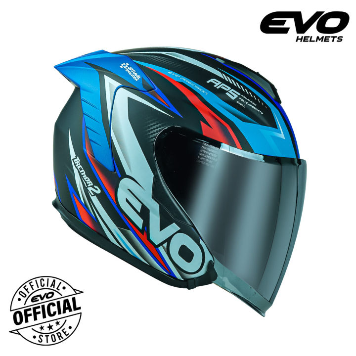 EVO RX-5 Tremor 2 Half Face Dual Visor Helmet With Free Clear Lens ...