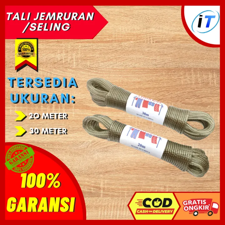 Tali Kawat Jemuran Seling 20M / 30M Baju Portable Retractable Hanger ...