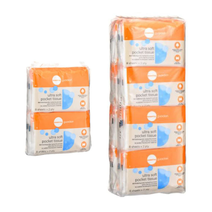 Guardian Ultra Soft Pocket Tissue Unscented White Small Tissue Papers ...