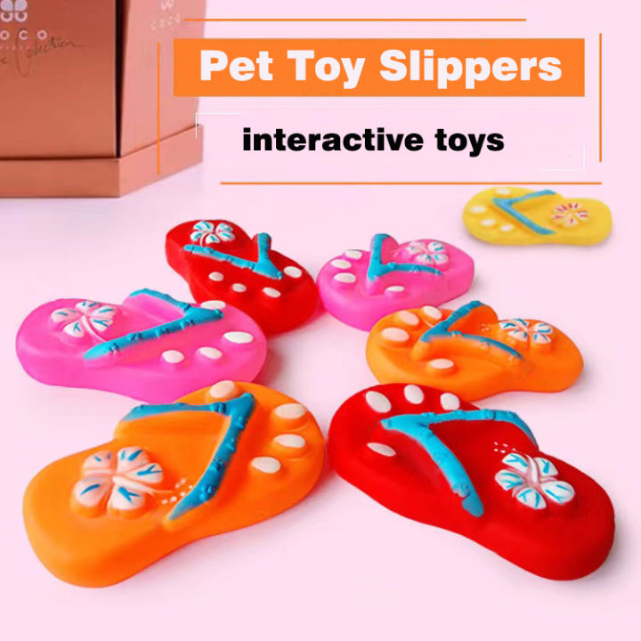 Pet Squeaky Toys Cute Slippers Design Toy Dog Chewing Teeth Clean ...