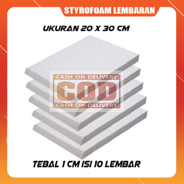 Styrofoam lembaran uk 20 x 30 cm tebal 1 cm isi 10 lembar | Lazada ...