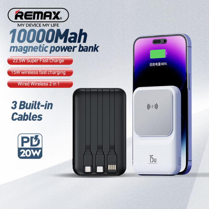 Remax 10000mAh Magnetic Powerbank 22.5W Fast Charging Built-in Cable ...
