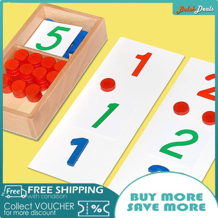 BolehDeals Wooden Montessori Cards Number and Counters Training ...