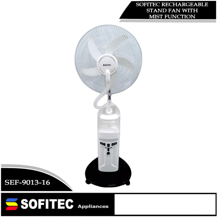 Rechargeable Stand Fan Water Mist Fan Cooler 10 LEDs Emergengcy Light ...