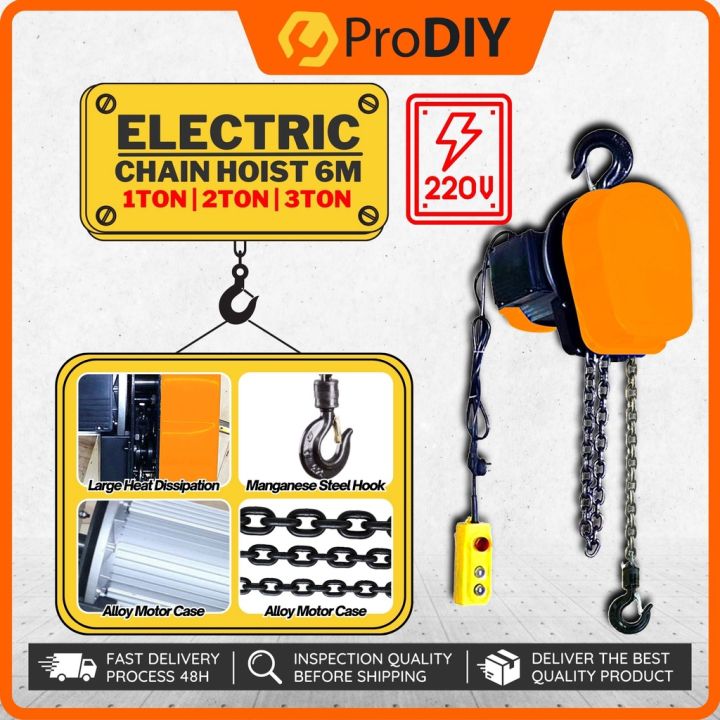 1Ton 2Ton 3Ton 6M Electric Chain Hoist Crane Lifting Block Chain Hook ...