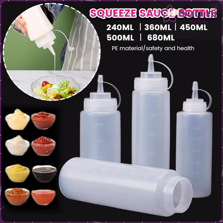Suomi 240ml 360ml 450ml 500ml 680mlClear Plastic Squeeze Bottle ...