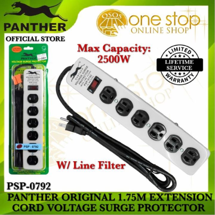 Panther Original Power Extension Cord with Voltage Surge Protector ...