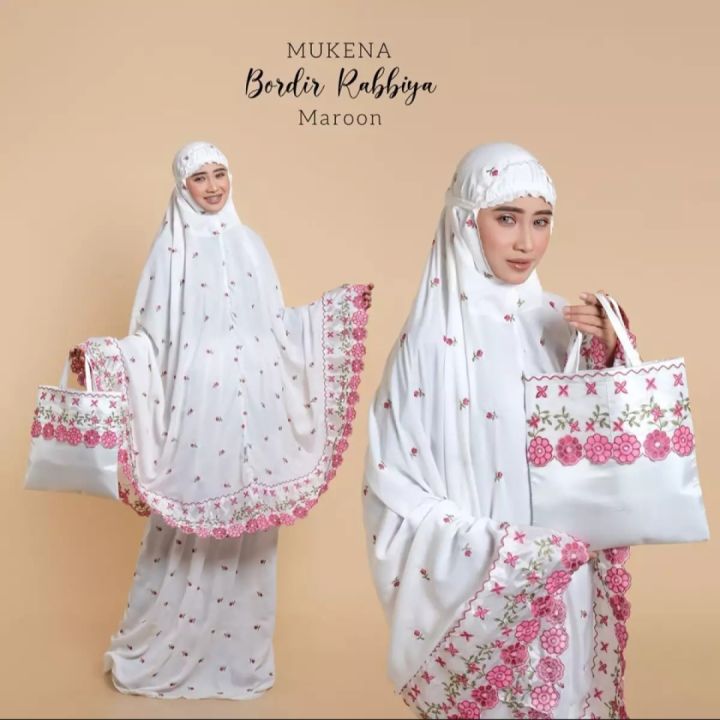 Lazda - bisa bayar di tempat - mukena rabbiya -mukena putih premium ...