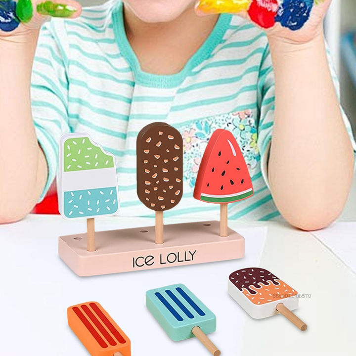 Wooden Lollipop Candy Play Set Sweet Treats Dessert Role-Playing Game ...