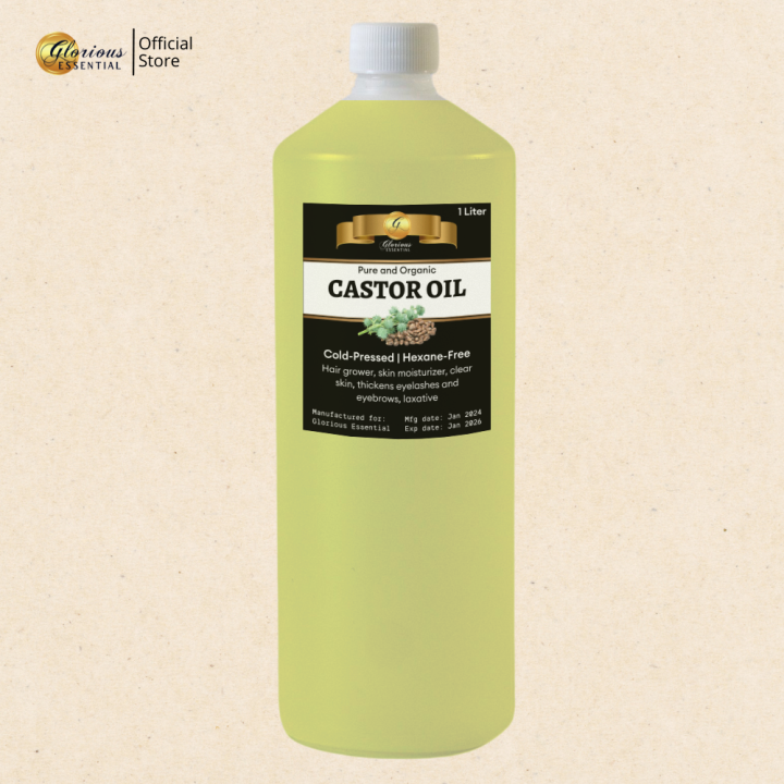 GLORIOUS ESSENTIAL Castor Oil 1Liter | 500ml Cold-Pressed Hexane-Free ...