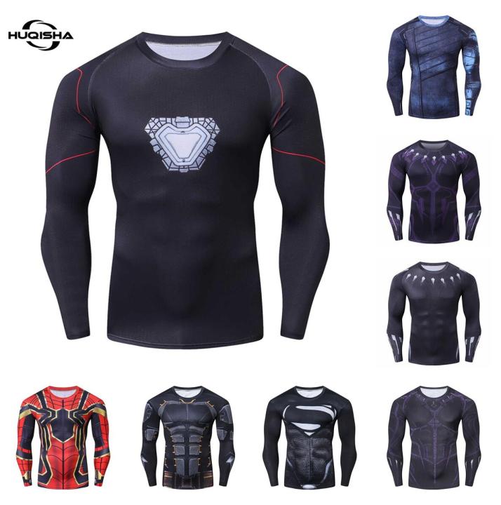 Marvel Super Hero Compression Summer Fashion Casual Long Sleeve Men T ...