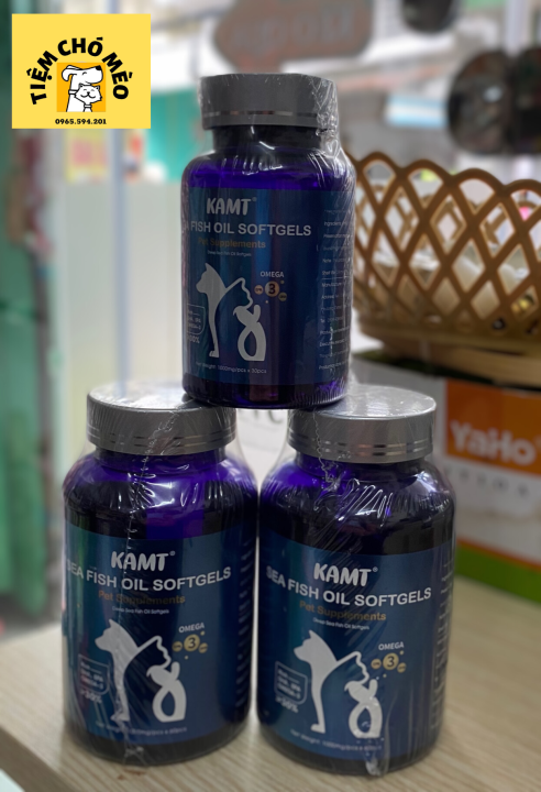 1 HỘP VIÊN UỐNG DẦU CÁ HỒI DÀNH CHO CHÓ MÈO KAMT (Giúp da và lông chắc ...