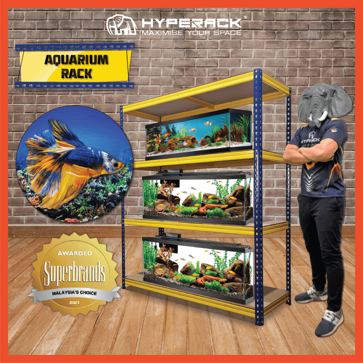 HYPERACK ™️Aquarium Adjustable 4 Tier Metal Boltless Rack Rak Dapur ...