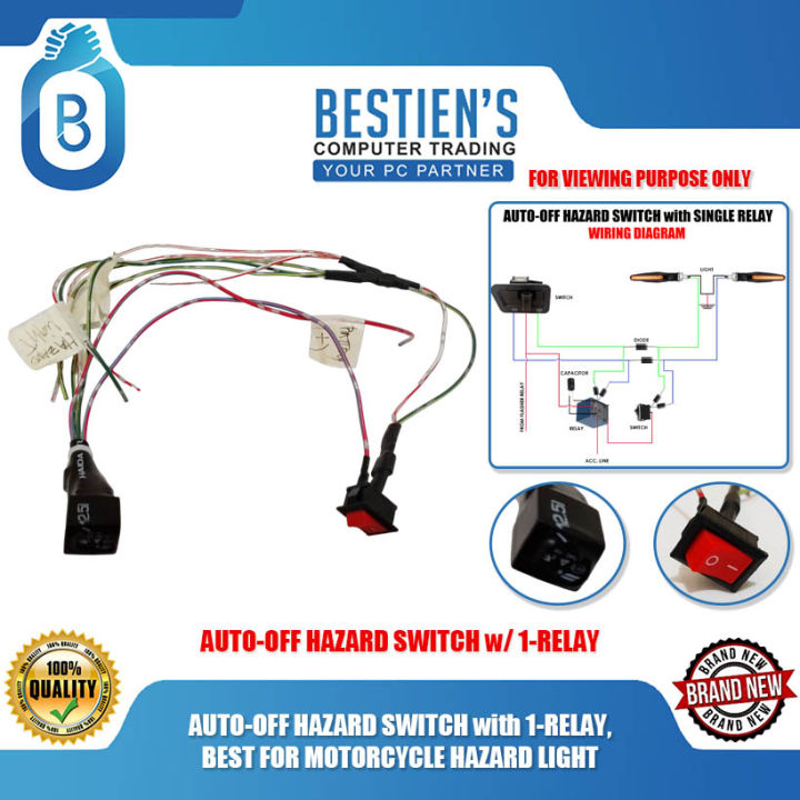 AUTO-OFF HAZARD SWITCH with 1-RELAY, BEST FOR MOTORCYCLE HAZARD LIGHT ...