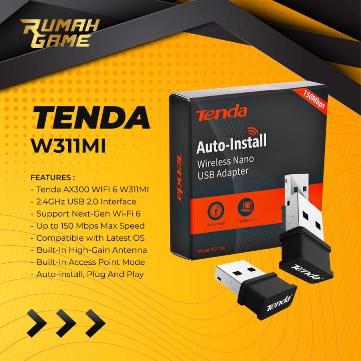 Tenda W311MI AX300 WIfi6 Wireless USB Adapter Dongle Wifi Komputer PC ...