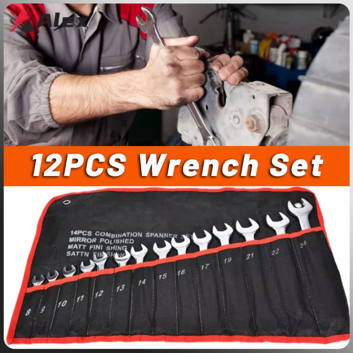12PCS Combination Wrench Set Box Wrench 8-22mm Adjustable Spectacle ...