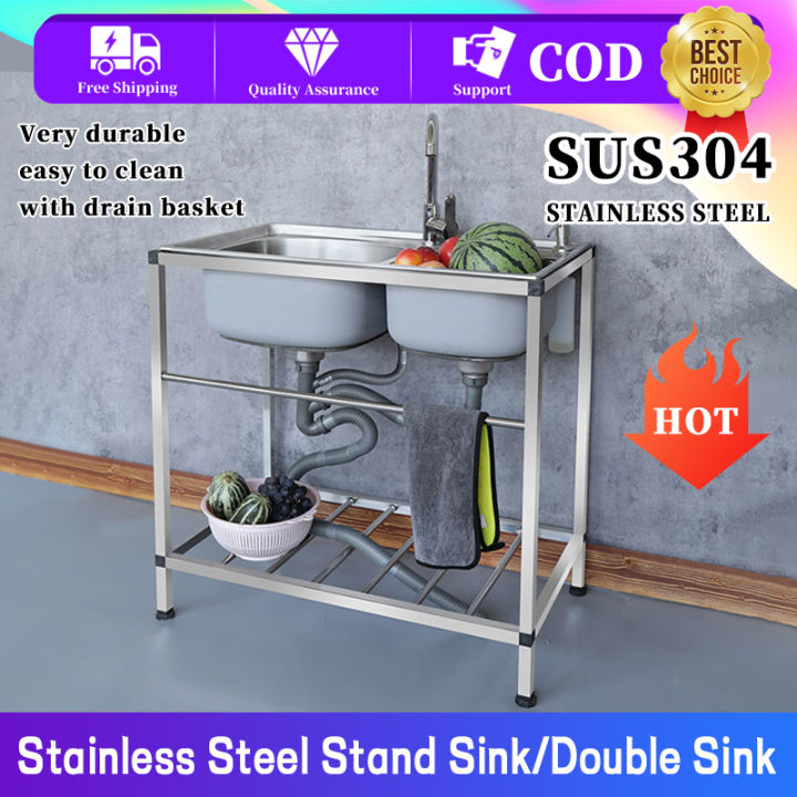 Kitchen sink double sink 304 stainless steel sink floor-standing sink ... Kitchen sink double sink 304 stainless steel sink floor-standing sink ...