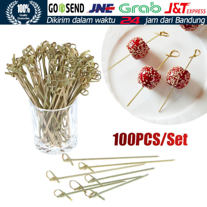 12cm Skewer Bambu Cocktail Teposuki Tusukan Buah Bento Sate Pita Tusuk ...