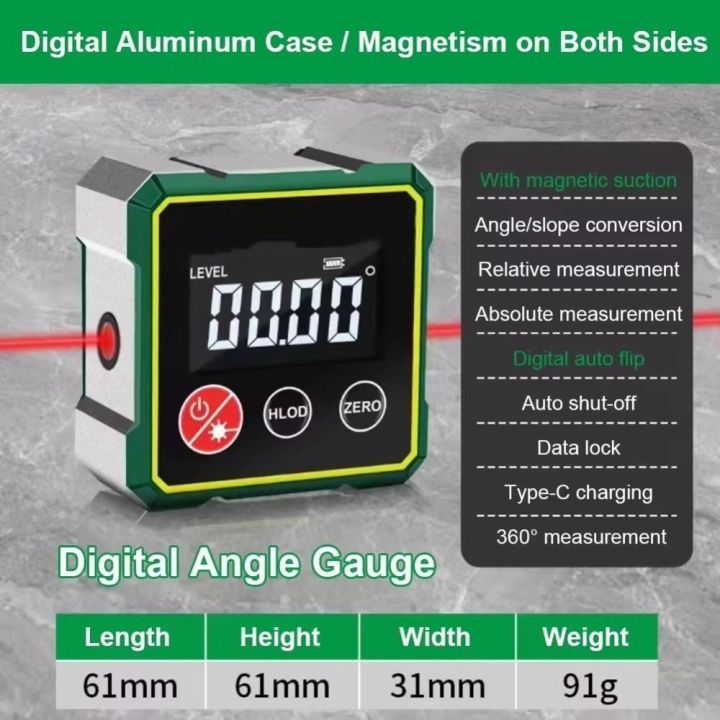 GUANY Digital Display Display Angle Gauge ic Suction Four Sided Angle ...