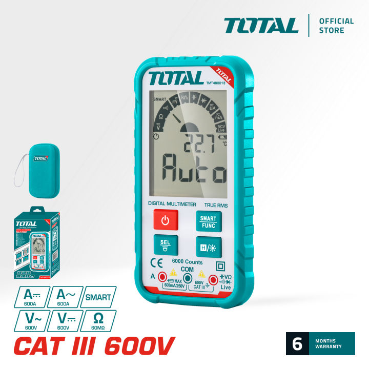 TOTAL Digital Multimeter, CATIII 600V, Display True RMS 6000 Counts ...