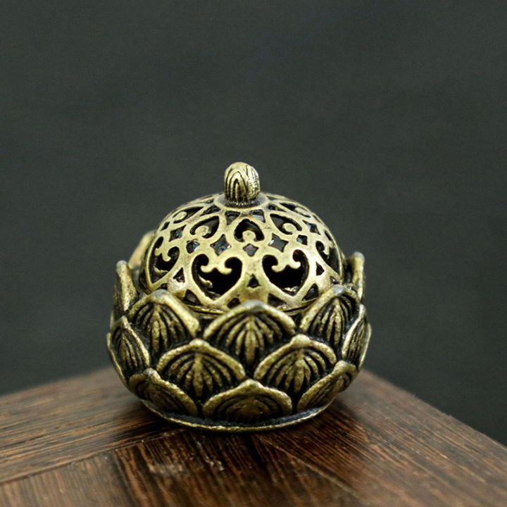 🔥🔥🔥Lanjing ดอกบัวเล็กทองแดงย้อนยุคธูปไม้จันทน์1ชิ้นแท่นจุดเครื่องหอม ...