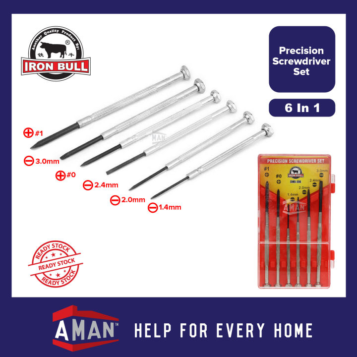 IRON BULL 6 In 1 Precision Screwdriver Set Flat Head Philip Head Small ...