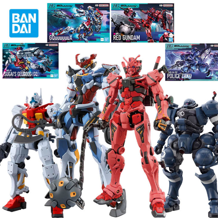 Bandai HG 1/144 GQuuuuuuX Action Figures Red Gundam Mobile Suit Police Zaku Model Kit Sugai's ...