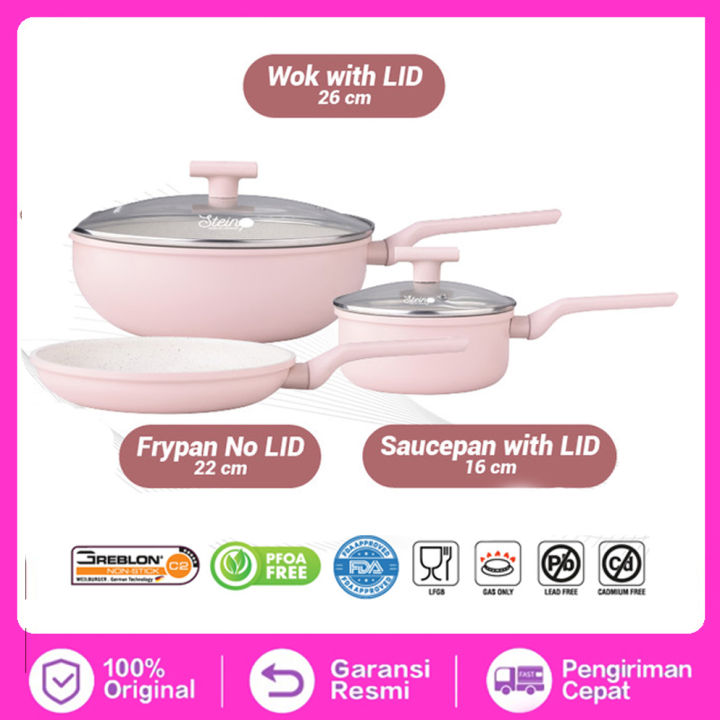 STEIN Glow pan 2 IN 1 Panci Set | Anti-Lengket Granite German | Lazada ...