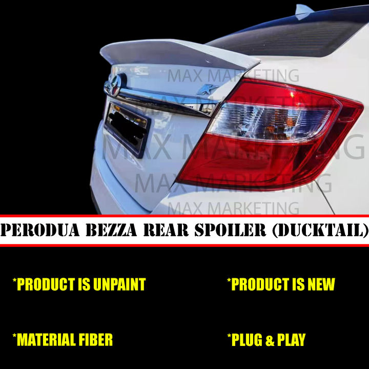 PERODUA BEZZA REAR SPOILER DUCKTAIL FIBER SKIRT LIP BODYKIT | Lazada