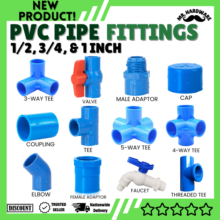 PVC Blue Pipe Fittings for Plumbing 1/2 inch 3/4 inch and 1 inch PVC ...
