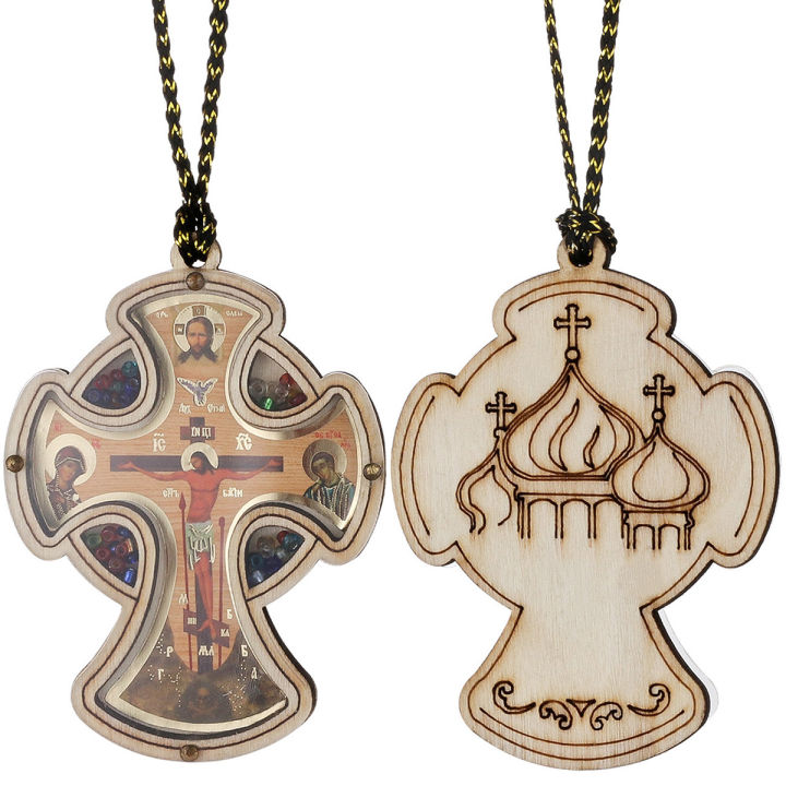 IC XC Wooden Crucifix Jesus Christ Cross Pendant Orthodox Virgin Mary ...