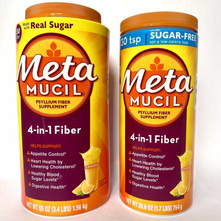 Metamucil Psyllium Fiber Supplement Powder 754g Orange sugar free 4-in ...