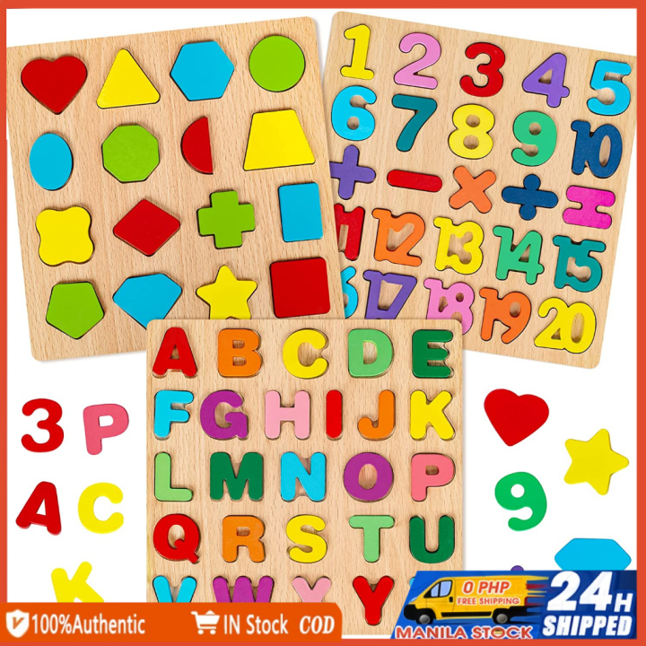 Alphabet Digital Puzzle Wooden Toys Kid Number Letter shape Matching ...