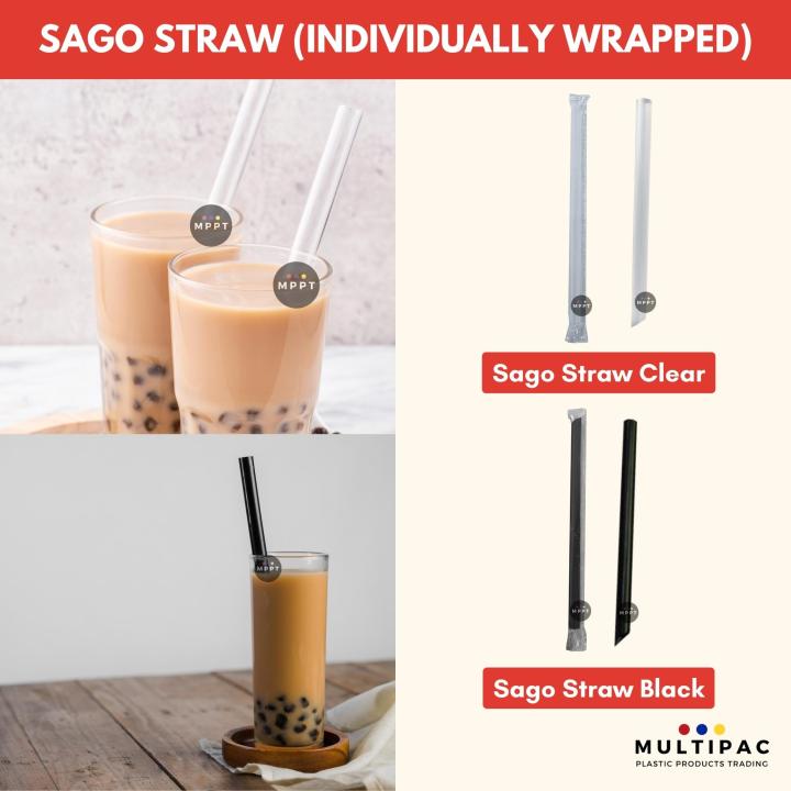 [100 PCS, Individually wrapped] - Sago/Boba Straw for Milk Tea (Clear ...