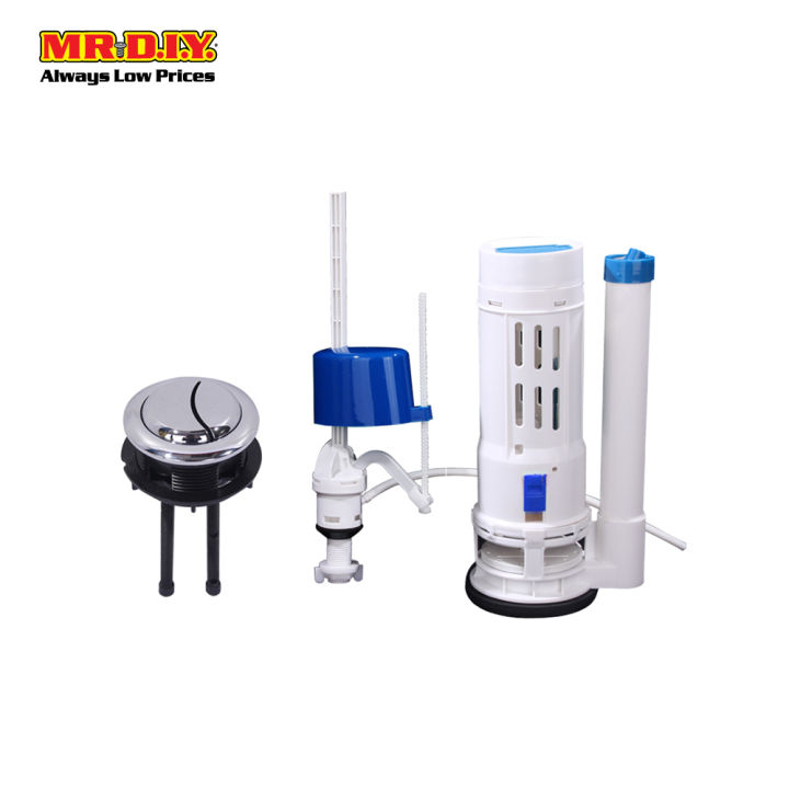 (MR.DIY) Replacement Toilet Tank Fill Valve Water Drain Flush Dual Button Kits | Lazada