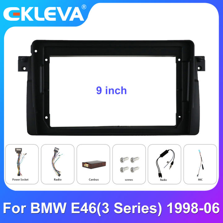 EKLEVA 9" 2 Din Car Radio Fascia Panel Dash Mounting Frame For BMW E46 ...