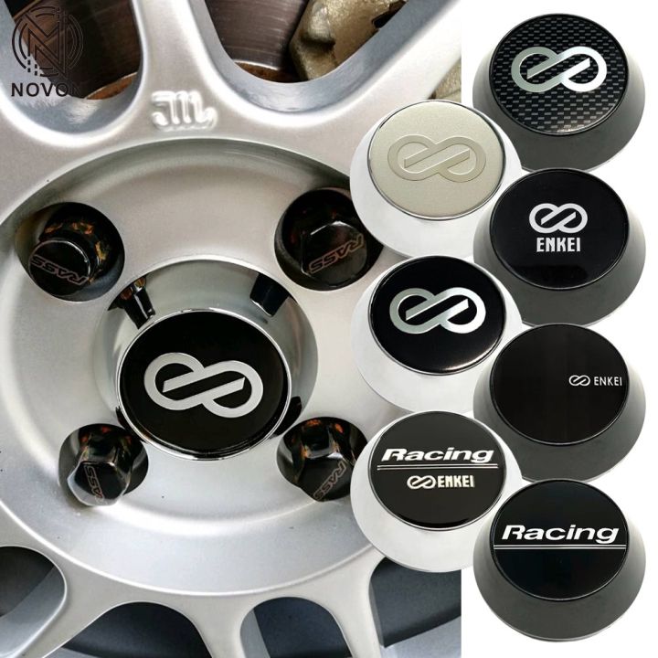 1pc 60mm ENKEI Logo BLACK SILVER Sticker Car Modified Wheel Center ...