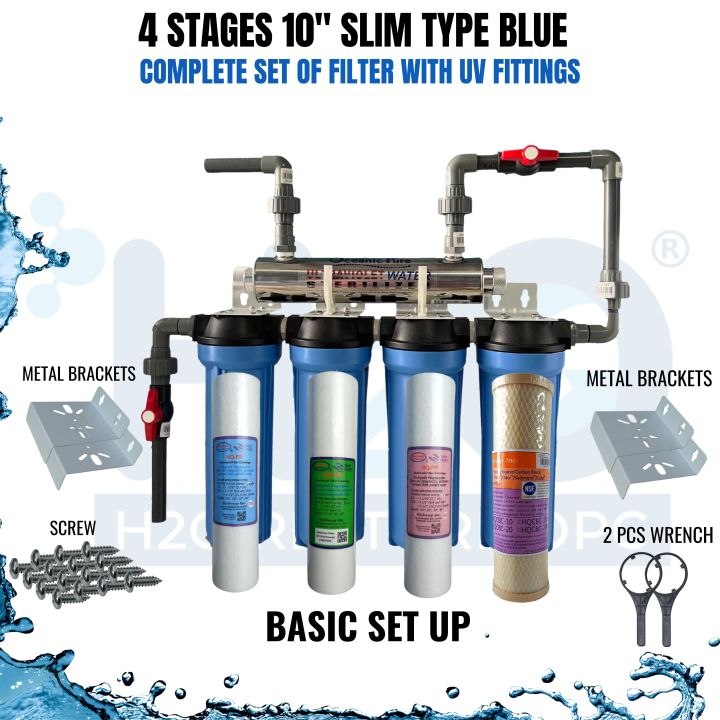 Water Purifier for Home 4 Stages 10" Slim for Faucet with 2 gpm UV ...