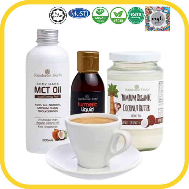 RAINFOREST HERBS Bulletproof Coffee / MCT Oil / Coconut Butter - Halal 生酮饮食 Zero Sugar Low Carb ...