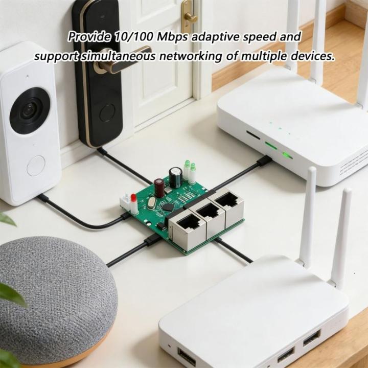 3Port 100Mbps Ethernet Networking Switches Design Plugs and Play ...