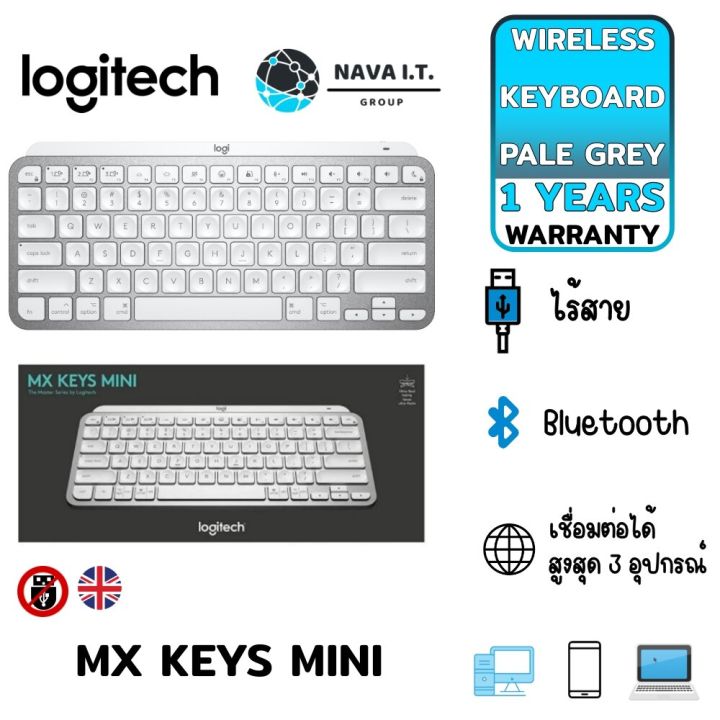 Logitech MX KEYS MINI (White) Wireless Keyboard รับประกันศูนย์ 1 ปี ...