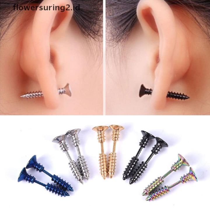 Anting Titanium Scrub Tindik Model Baut Mur Style Korean Import Pria ...