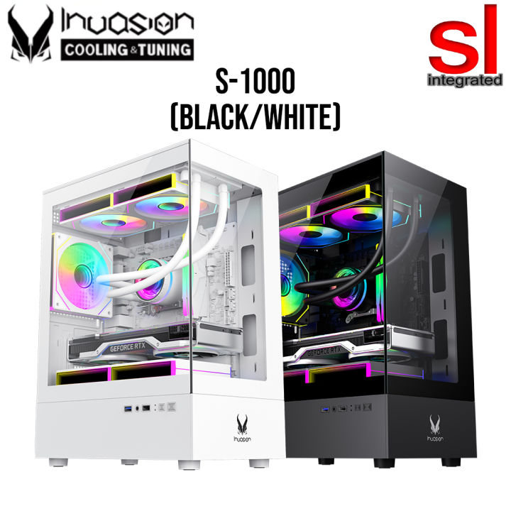 Invasion S-1000 M-ATX Gaming Casing (Black/White)(With Aurora Fans ...