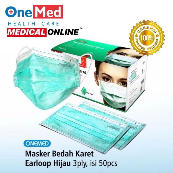 MASKER KARET ONEMED 3 PLY ISI 50 MASKER EARLOOP DOKTER MEDICAL ONLINE ...