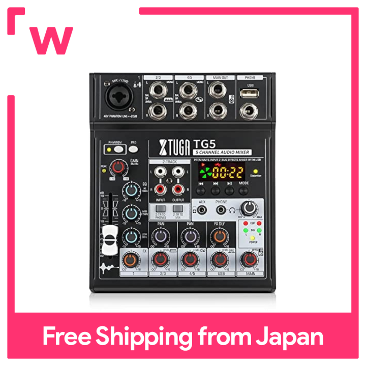 XTUGA TG5 5-Channel Audio Mixer Portable Mini Sound Mixing Console, USB ...